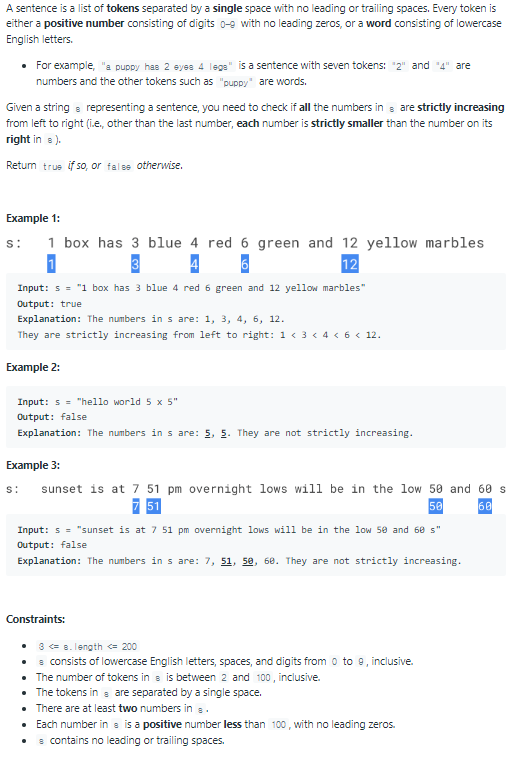  2042 Check If Numbers Are Ascending In A Sentence Step By Step